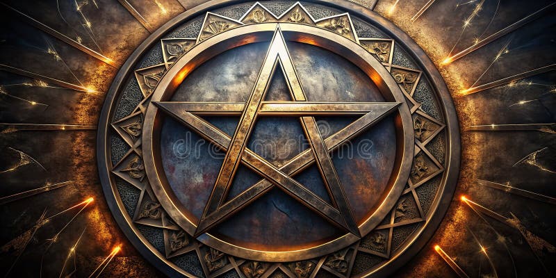 Intricate Metallic Pentagram within a Circular Frame a Detailed Visual ...