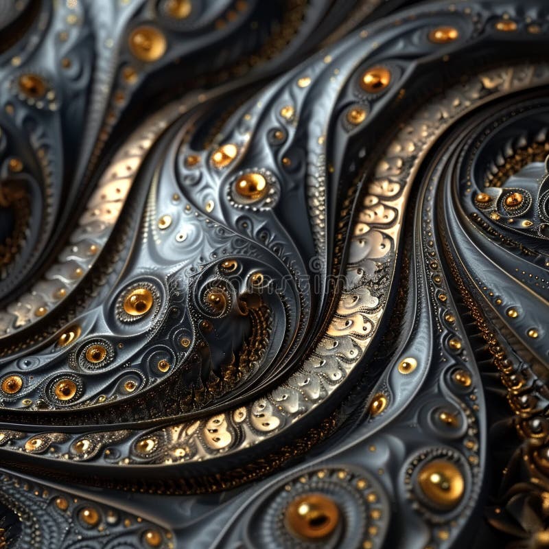 Intricate Metallic Swirl Design Featuring Gold and Silver Tones in ...