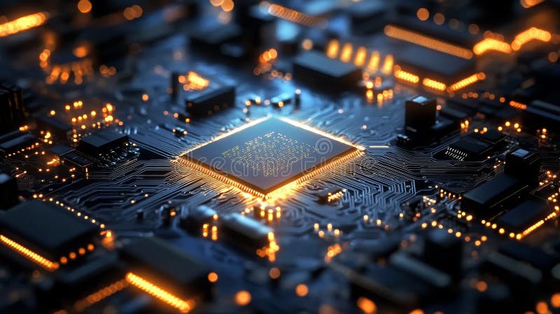 An Intricate Microchip CloseUp on a Detailed Circuit Board Showcasing ...