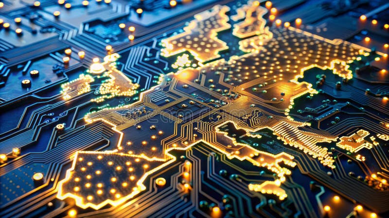 Intricate Microcircuit Map Western Europe Unveiled on a Computer Chip ...
