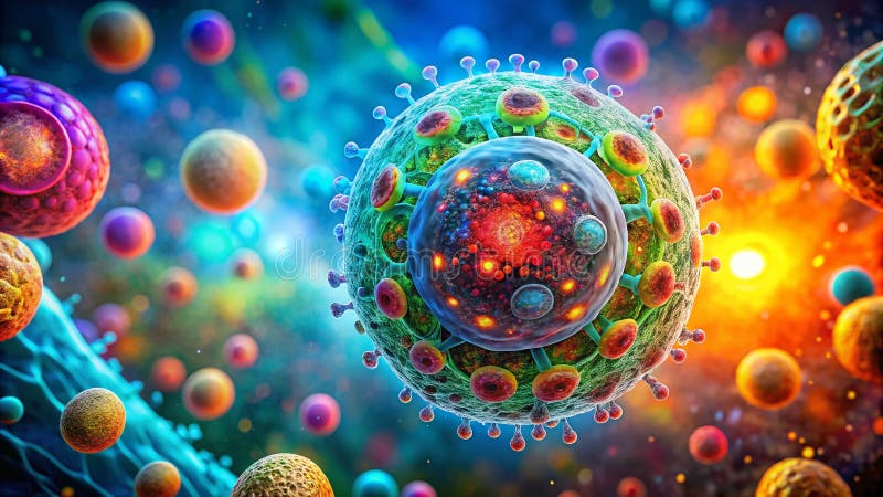 Intricate Microscopic Cell Structure a Glowing Abstract Representation ...