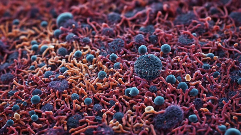 Intricate Microscopic Landscape Showcasing Vibrant Cellular Structures ...