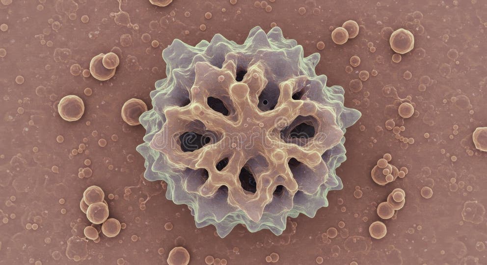 Intricate Microscopic Pollen Grain Structure, Detailed SEM Image Stock ...