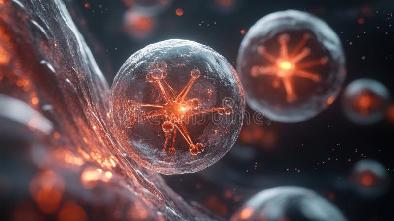 Intricate Microscopic Spheres in Dynamic Biological Scene Stock Image ...
