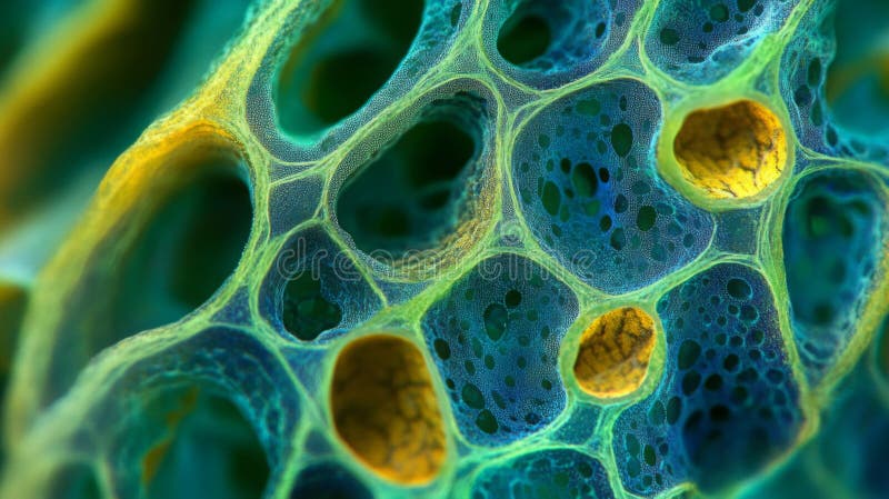 Intricate Microscopic Structure with Interconnected Cells and Abstract ...