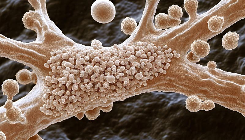 AI-Generated Microscopic Image of Fungi Stock Illustration ...