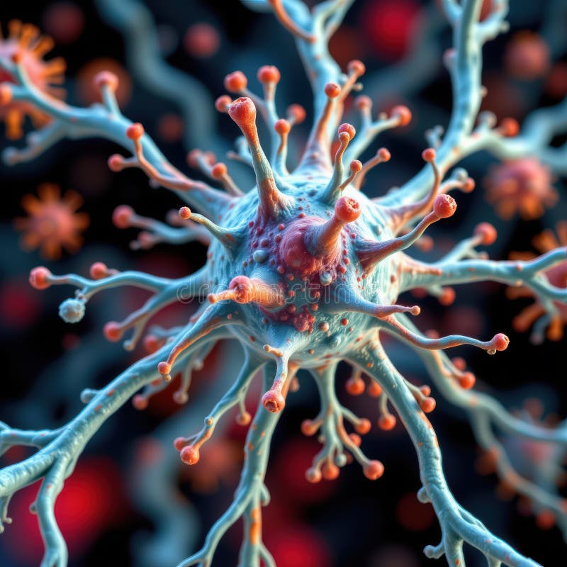 Intricate Microscopic View of Colorful Cellular Structure with ...