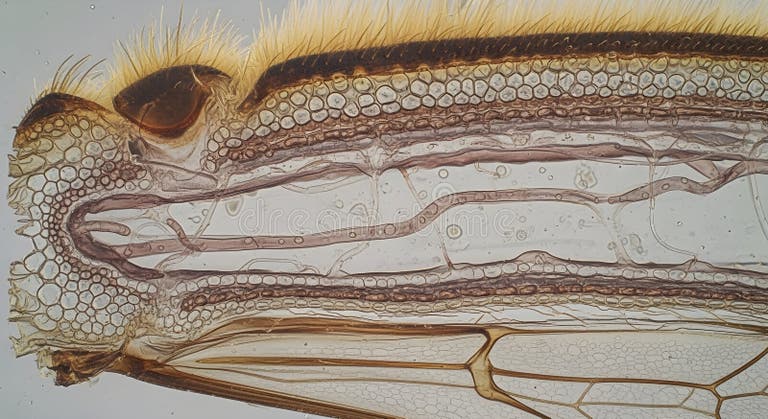 Microscopic View of Insect Anatomy Showing Intricate Wing Venation and ...