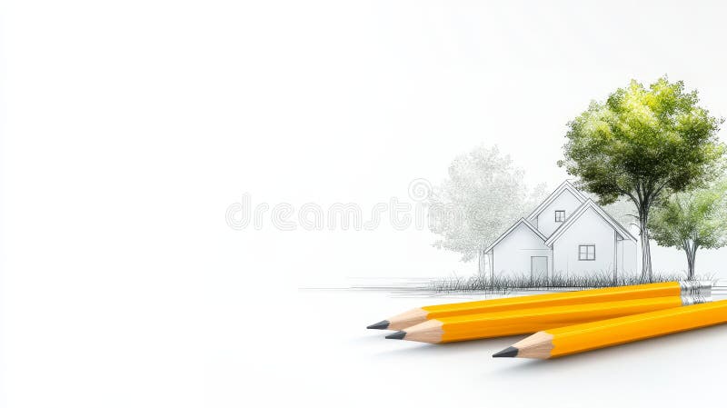 Intricate Miniature House Model and Pencil Architectural Design or Real ...