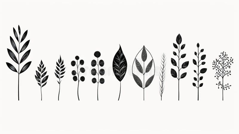 Intricate Minimalism: Black and White Plants in Earthy Tones Stock ... Intricate Minimalism: Black and White Plants in Earthy Tones Stock ...