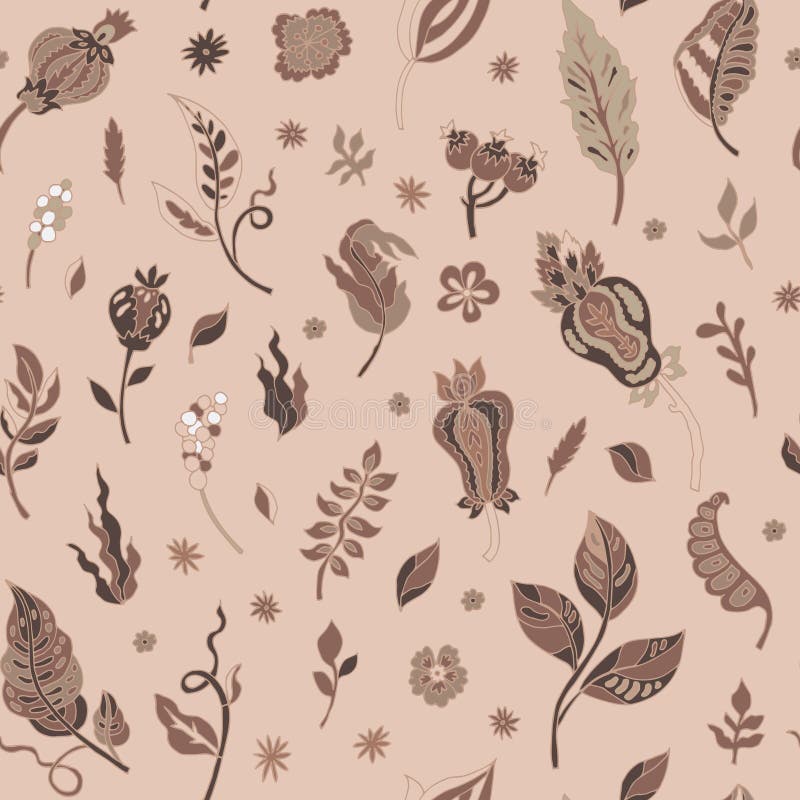 Intricate Mocha Mousse Botanical Illustration Stock Vector ...