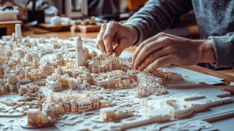 Intricate Model Assembly Process with Hands in Focus, Made in China ...