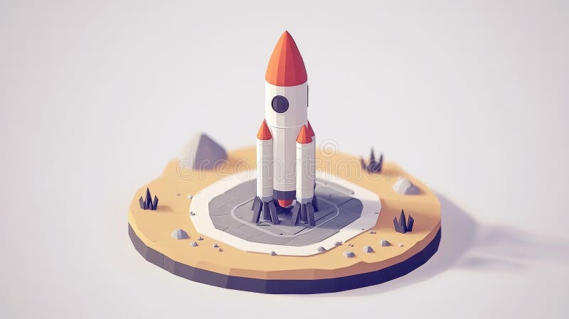 An Intricate Model Depicting a Space Launch Site with Rockets and ...