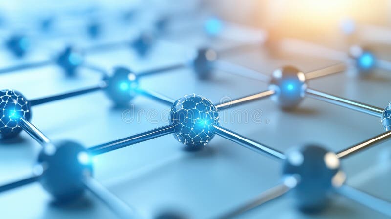 Intricate Molecular Structure, Blue Molecules Adhered To a Central Core ...