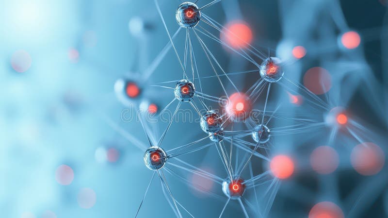 Intricate Molecular Structure, a Closeup Exploration of Red Spheres and ...