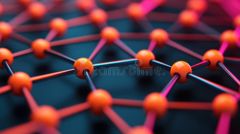 Intricate Molecular Structure, a Closeup View of Orange Spheres in ...