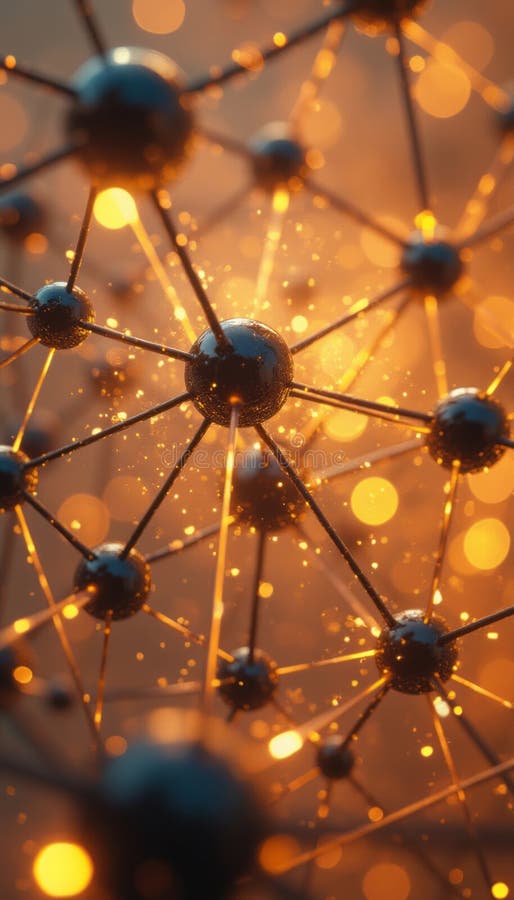 Intricate Molecular Structure Glowing with Warm Light Stock Photo ...