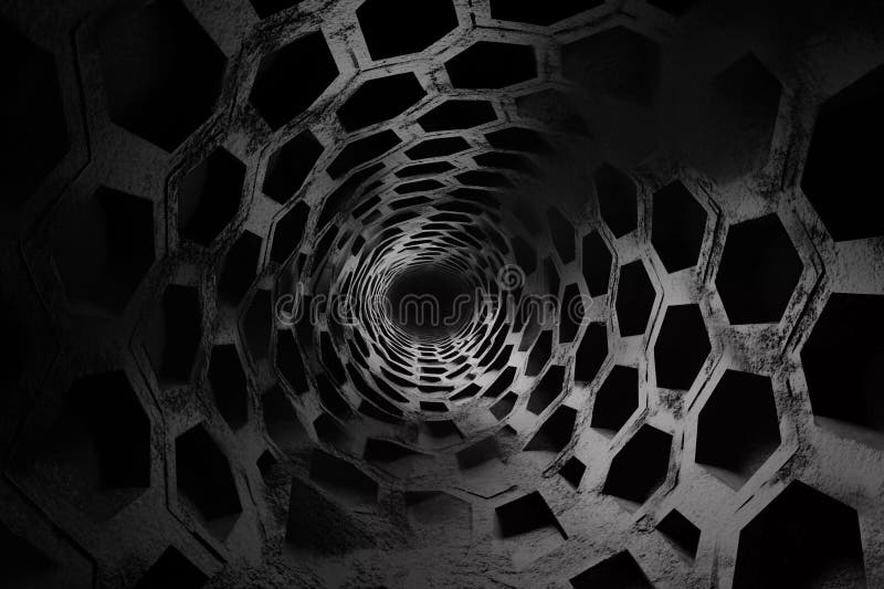 Intricate Monochrome Hexagon Structure Evokes a Sense of Depth and ...