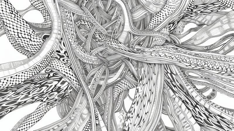 Intricate Monochrome Zen Tangle Doodle Artwork with Abstract Patterns ...