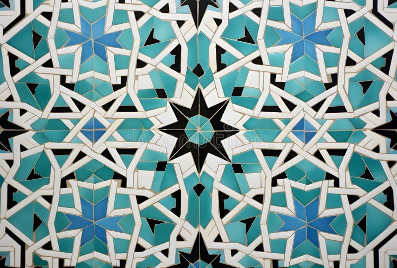 Intricate Moroccan Tile Pattern with Blue and Green Hues Stock ...