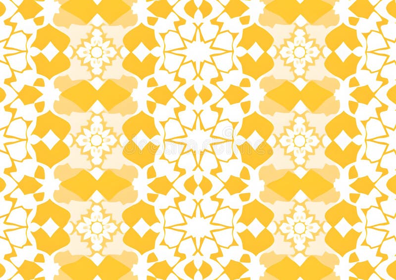 Intricate Moroccan Tile Pattern in Mustard Yellow and White Stock ...