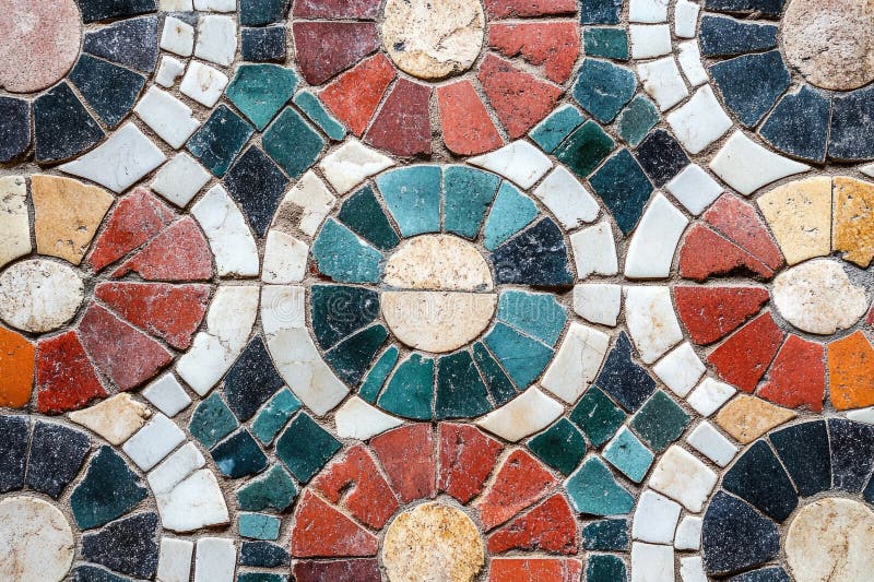 Intricate Mosaic Floor Showcasing Colorful Circular Patterns, Forming a ...