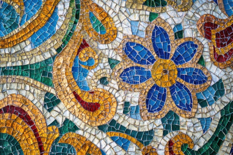 Intricate Mosaic Tile Flower Pattern Stock Photo - Image of mosaic ...