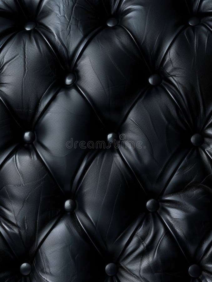 Intricate Mosaic of Tufted Black Leather Pieces, Forming a Complex and ...