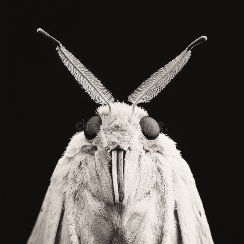 Intricate Moth Head Photo in Black and White Stock Photo - Image of ...