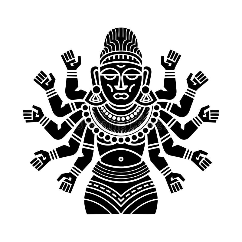 Intricate Multi-Armed Tribal Goddess Vector Design for Cultural ...