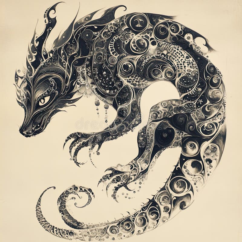 Intricate Mythical Creature Design Showcasing Unique Patterns and ...