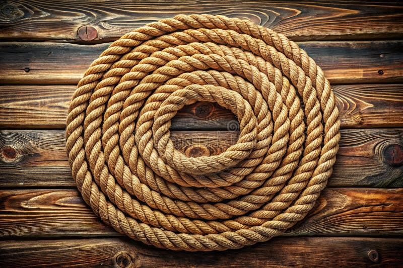 Intricate Nautical Rope Pattern on Rustic Weathered Wood a Circular ...