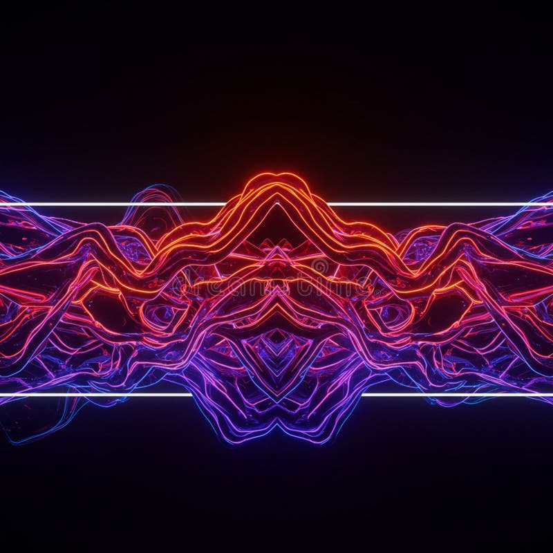 Intricate Neon Lines in Red, Orange, and Purple Create a Symmetrical ...