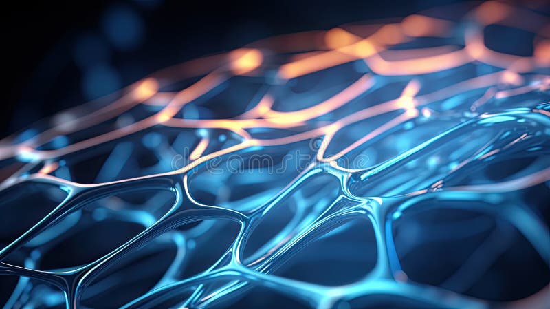 Network of Light: Abstract Blue and Orange Connectivity Stock ...