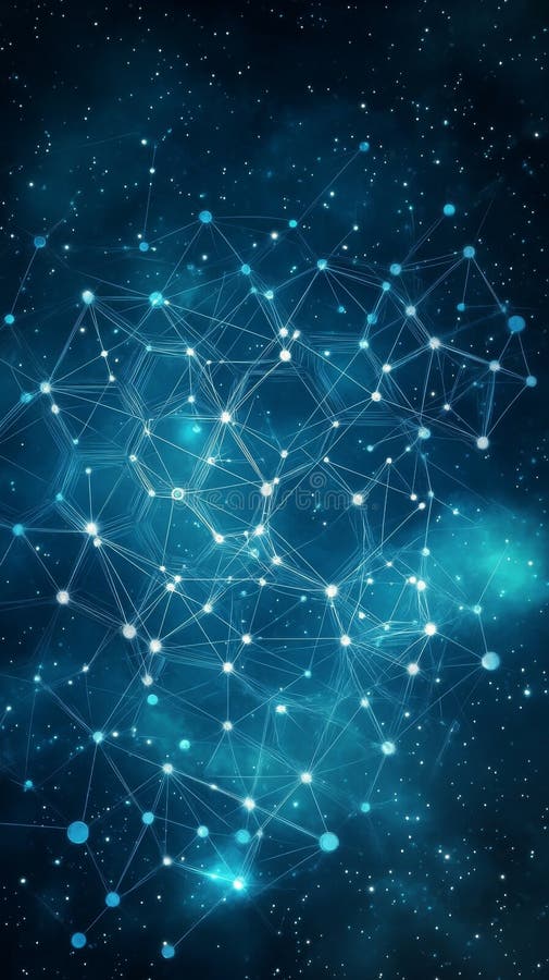Abstract Cosmic Network in Deep Blue Space Showcasing Interconnected ...