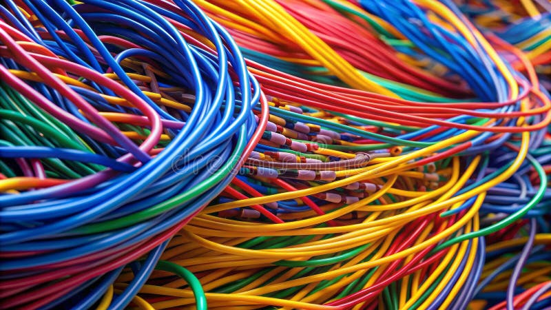 Intricate Network of Colorful Cables a Visual Representation of Modern ...