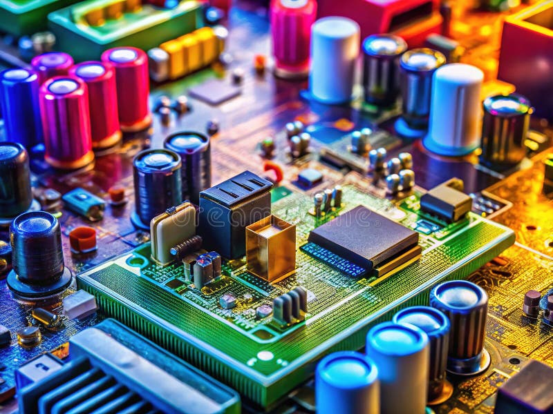 Intricate Network of Electronic Components a Macro Aerial View of a ...