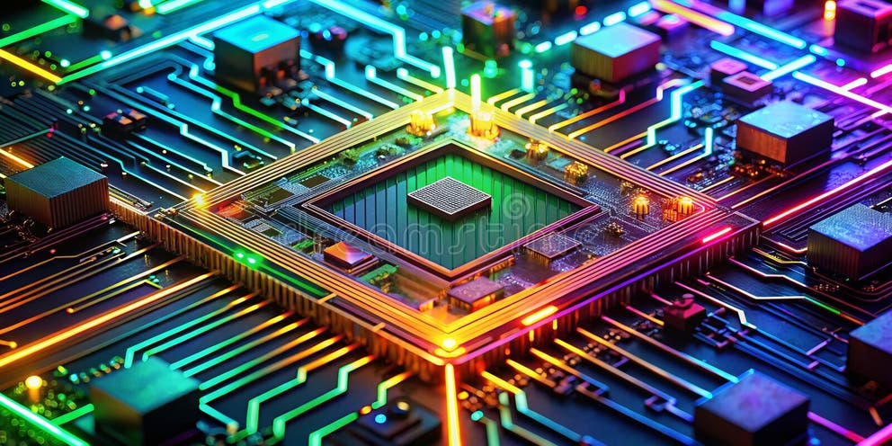 Intricate Network of a Futuristic GPU Chip a CloseUp Exploration of ...