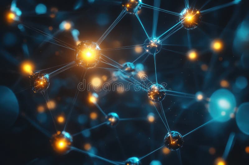 Intricate Network of Glowing Particles Illustrating Scientific Concepts ...