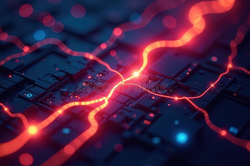 Intricate Network of Glowing Paths, Cable Cross Section , Pulse, Power ...