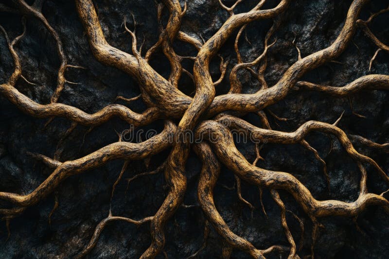 Intricate Network of Gnarled Roots Creating a Captivating Organic ...