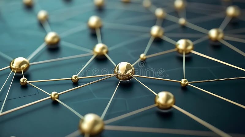 Intricate Network of Gold Connections on Dark Surface Stock Image ...