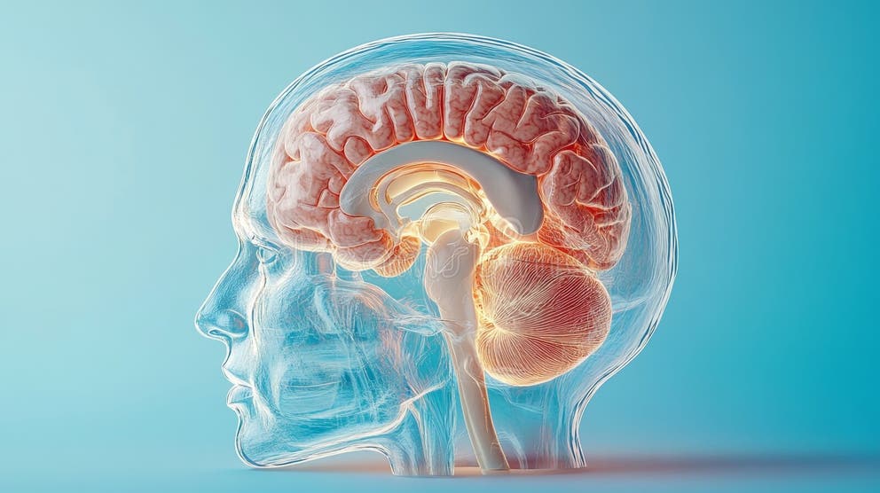 Intricate Network of the Human Brain, Highlighting Central Structures ...