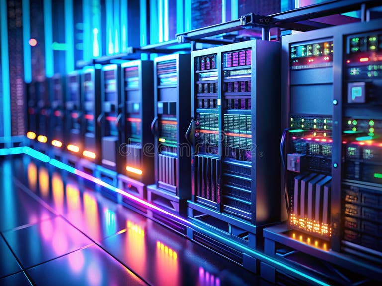 Intricate Network Infrastructure a Deep Dive into a Data Center Server Rack Highlighting ...