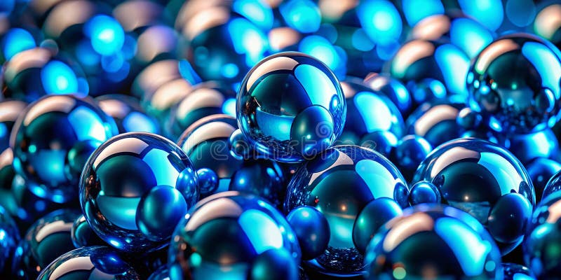 Intricate Network of Interconnected Blue Spheres an Abstract ...