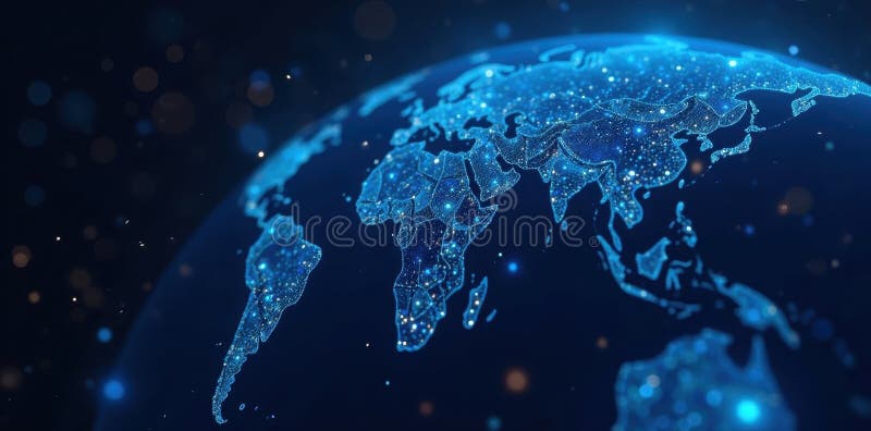 Intricate Network Lines on a Blue Sphere Global Networking, Digital ...