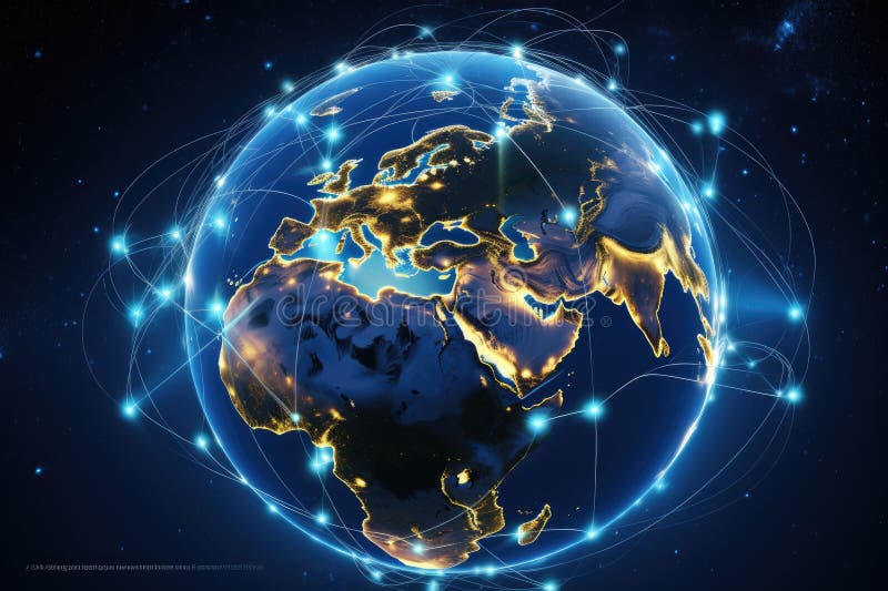 An Intricate Network of Lines and Dots Forms a Connected Web Around the Earth, Global Network ...