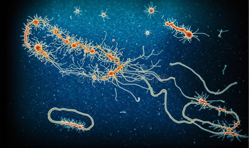 Intricate Network of Microscopic Bacteria Strands Stock Illustration ...