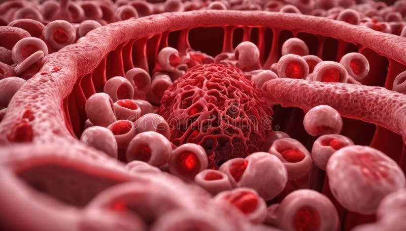 Intricate Network of Red and White Cells, Possibly a Microscopic View ...