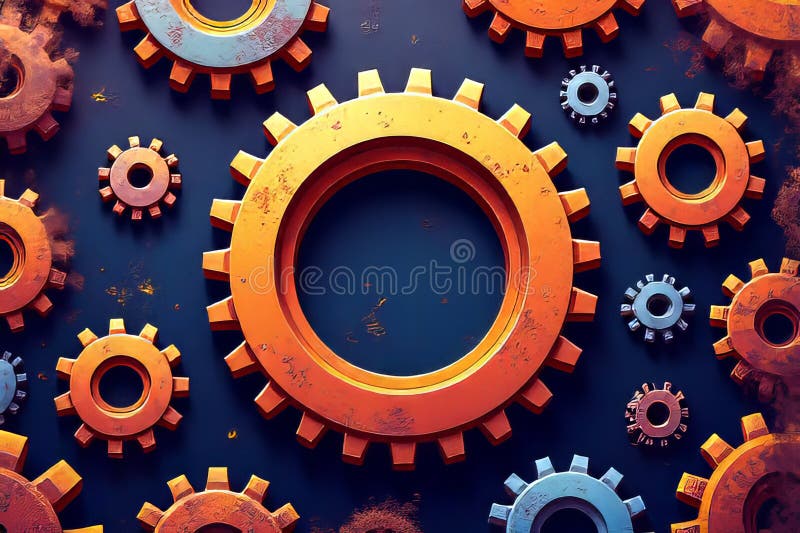 Intricate Network of Rusty Gears a Detailed 3D Visualization of ...